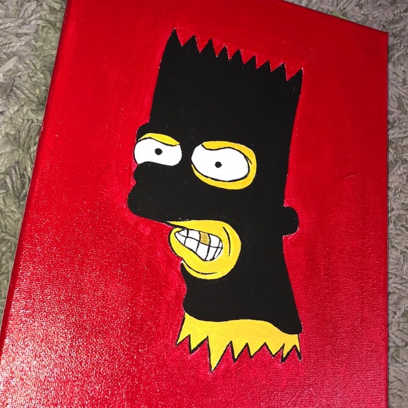 Wall Decor | Bart Simpson Ski Mask Painting | Poshmark